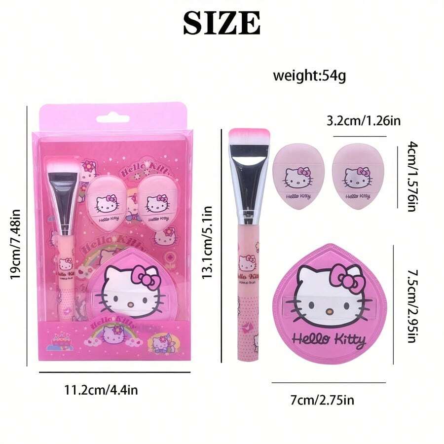 Sanrio Sanrio Hello Kitty 4-Piece Makeup Set: Flat Foundation Brush ...