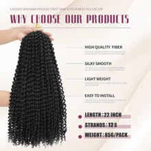 Pacotes de 1/4/7 22 polegadas Passion Twist Hair Water Wave Trança de ...