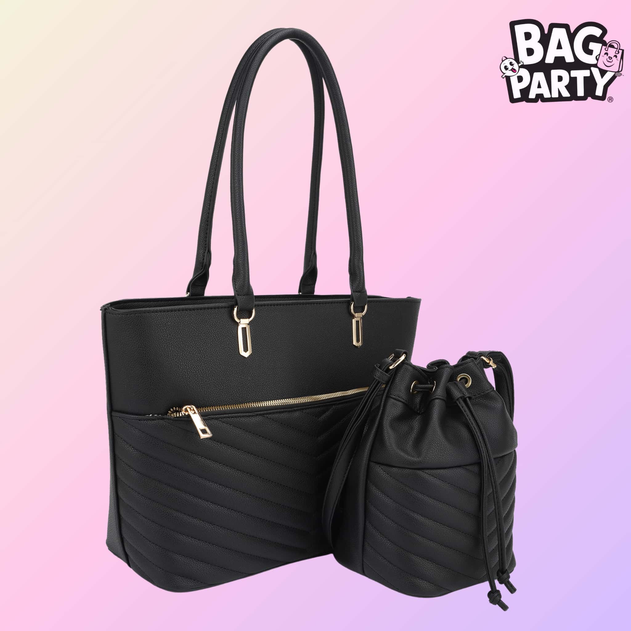 BagParty Exclusive Elegant Quilted Dual-Set Tote And Drawstring Bag ...
