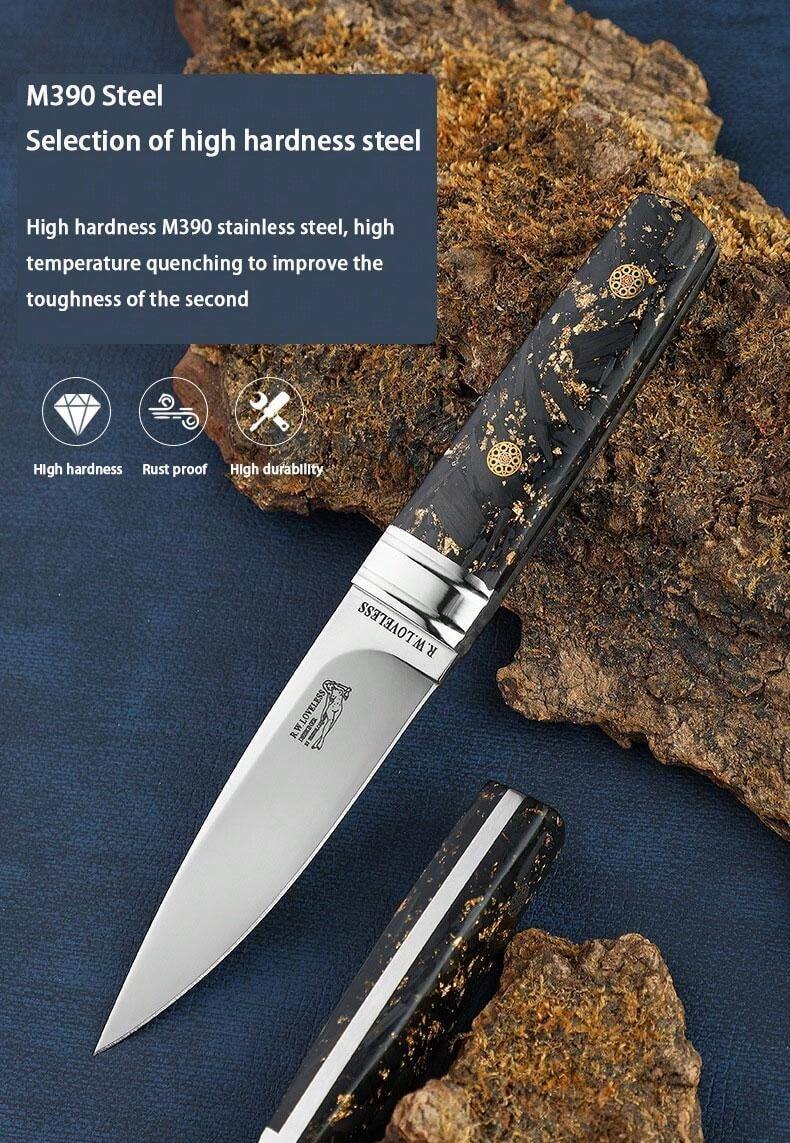 Small Straight Knife, M390 Mirror-Polished Blade, Outdoor Tactical ...