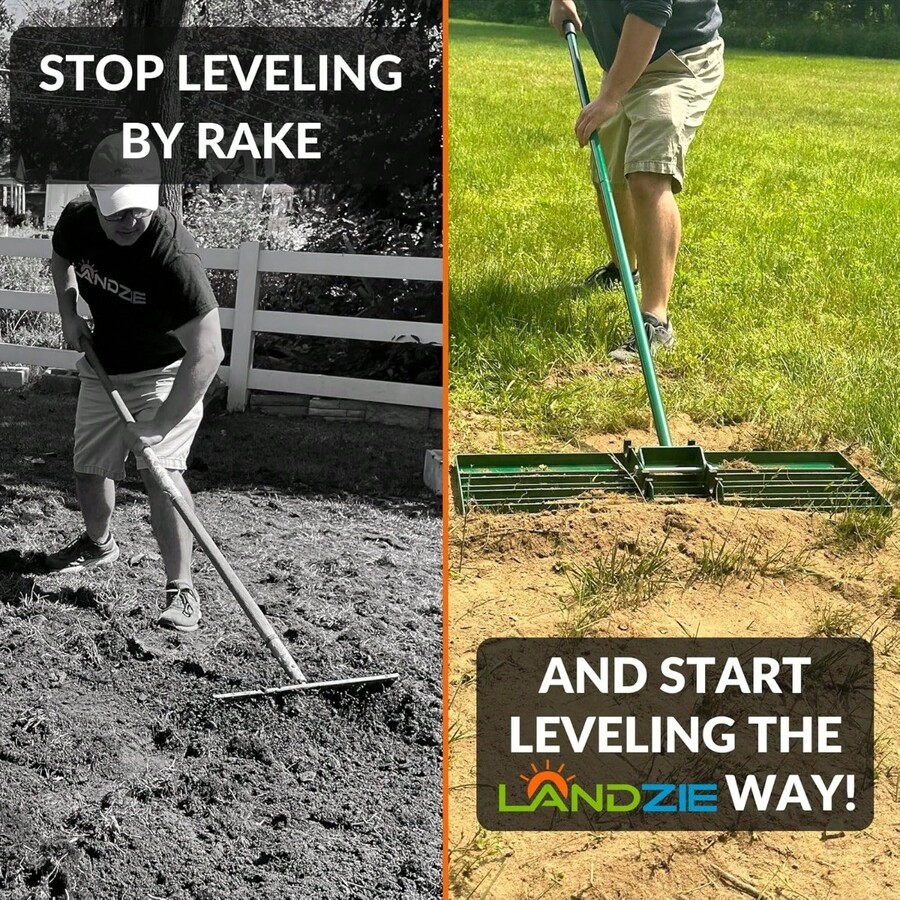 Lawn Leveling Rake - 36 Inch Steel Handle Lawn Leveler Yard Leveling ...