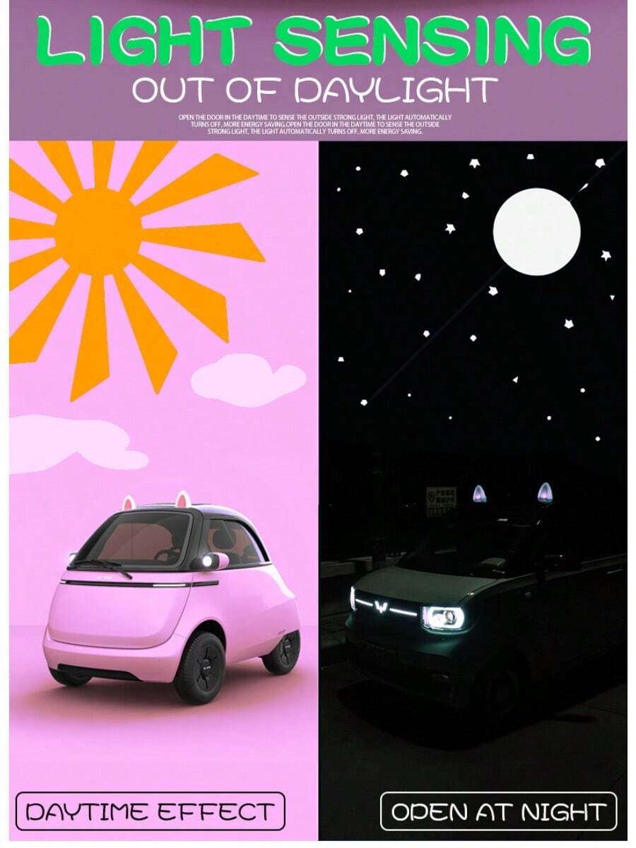 Pair Of Cat Ears Car Roof ,Car Roof Decoration, Sloar Glowing Cartoon ...