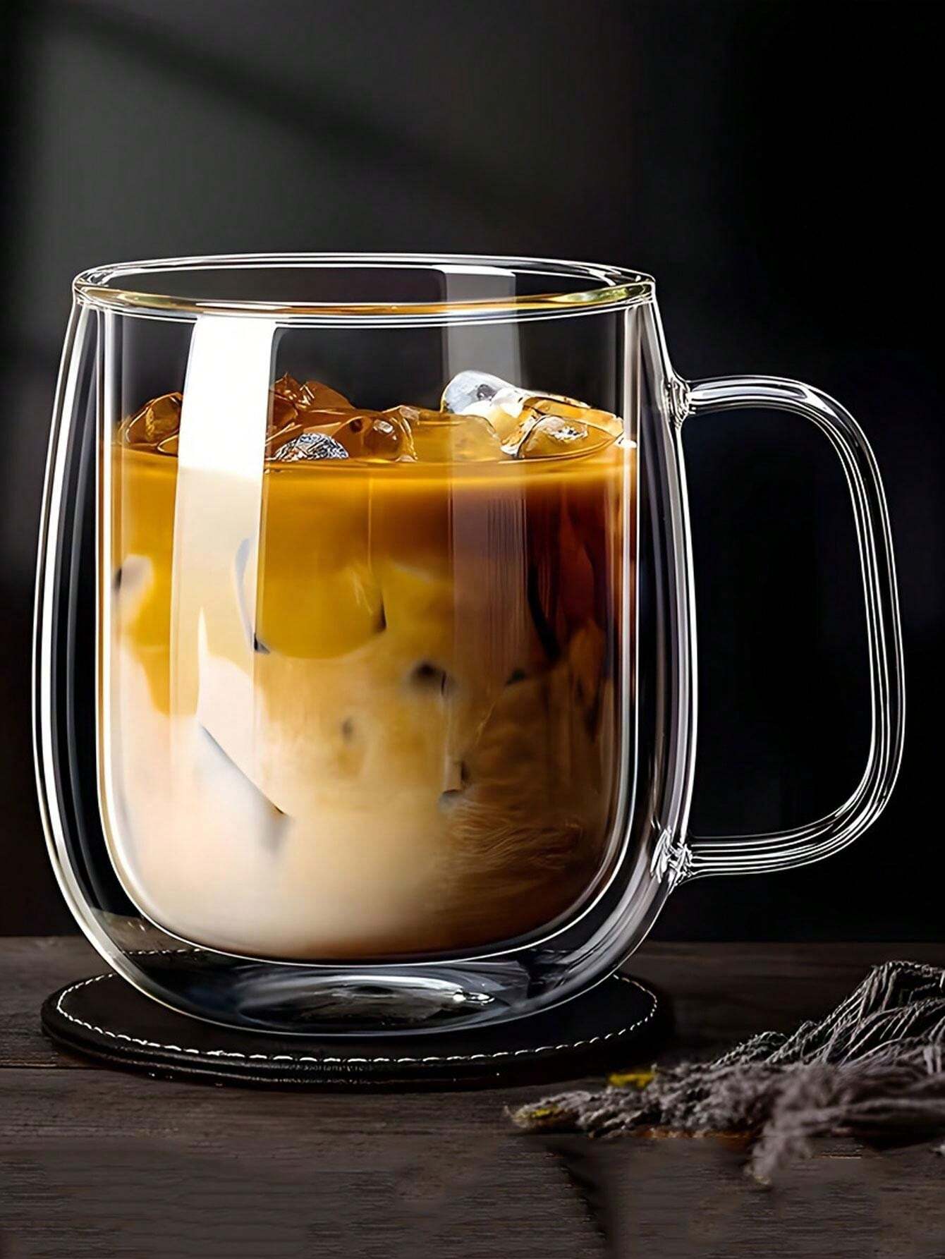 1pc Double Layer Insulated Transparent Heatproof Glass Coffee Mug With ...