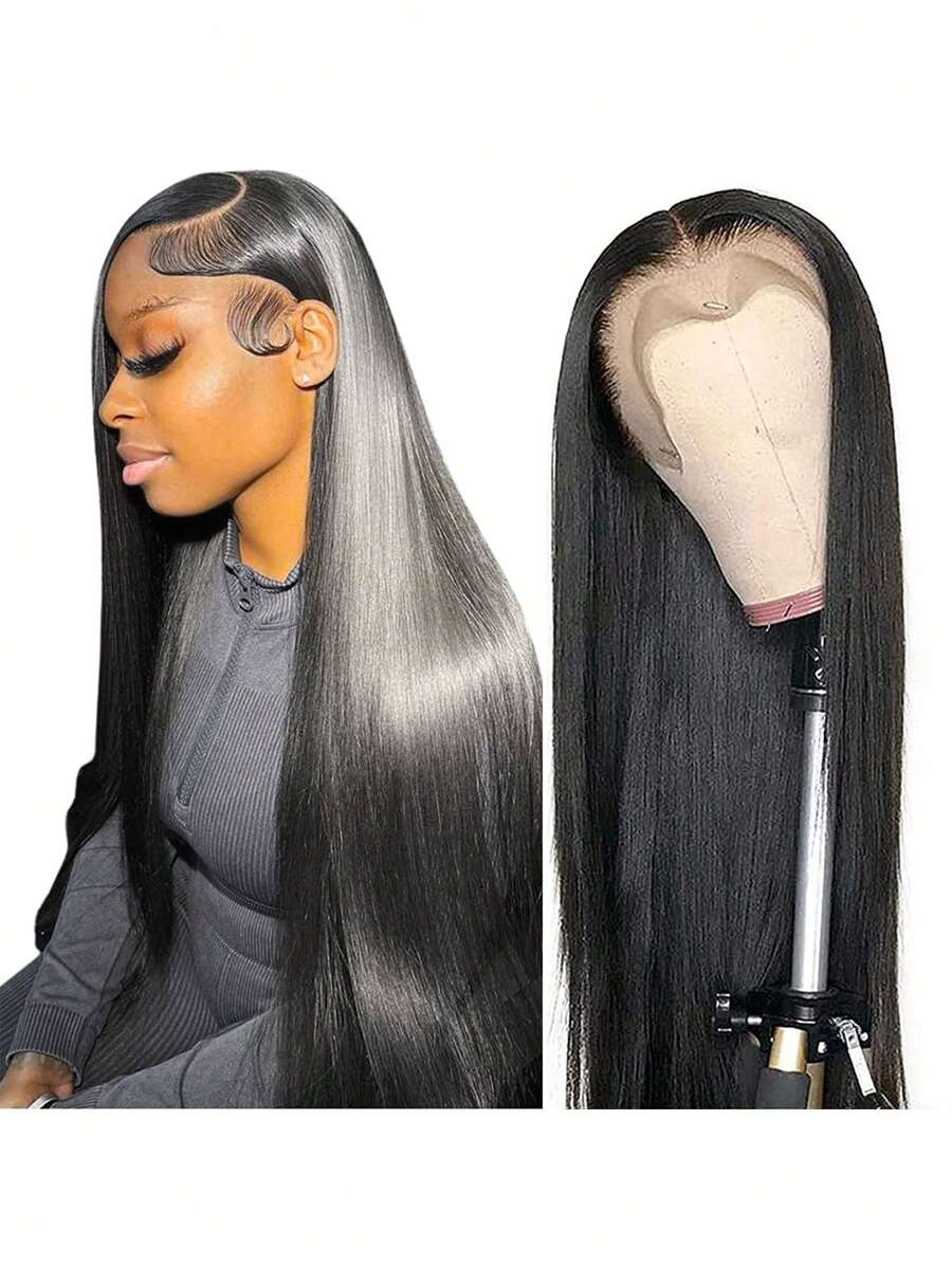 Edges Straight Lace Front Wigs Human Hair Stairght 13x4 Transparent ...