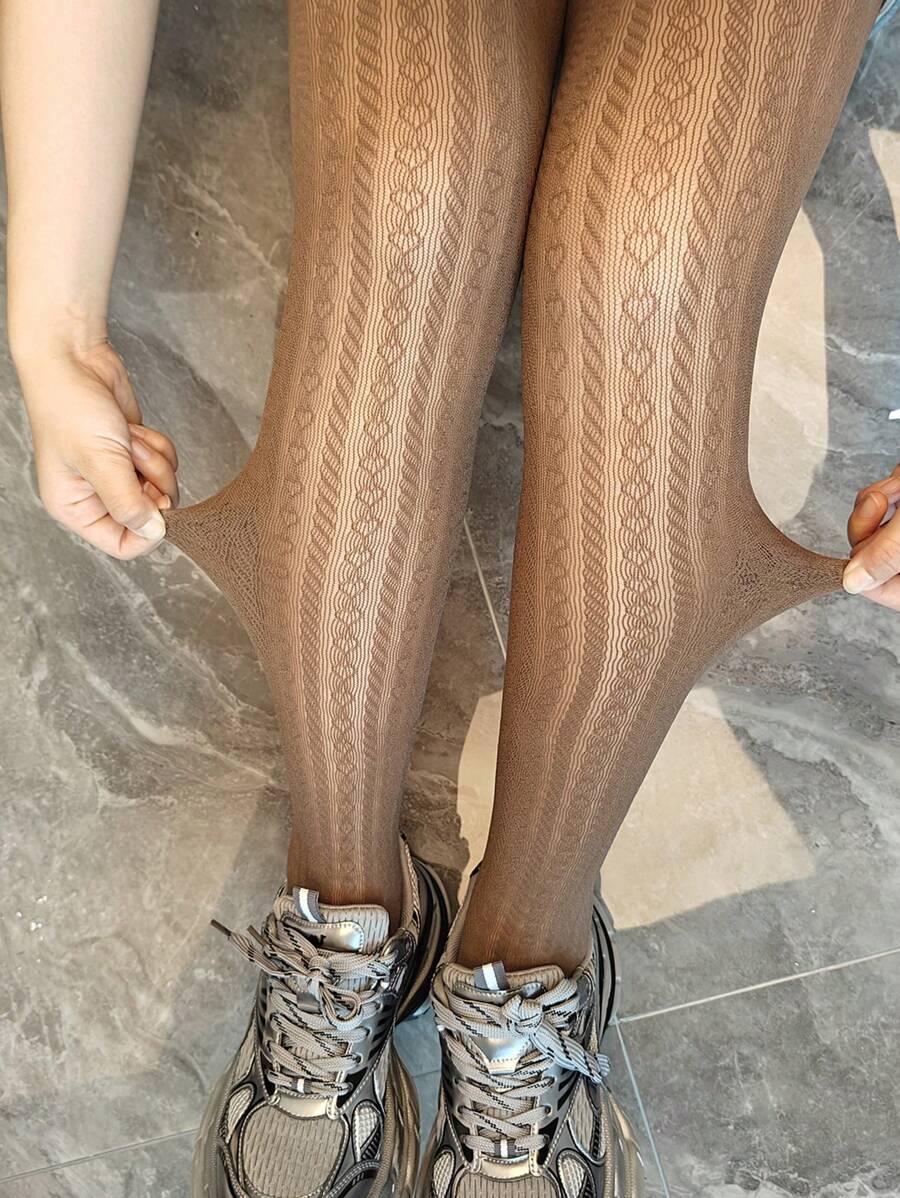 [1pc] New Retro Rotating Heart Fishnet Stockings, Rotating Vertical Stripe Personality Ins Style ...