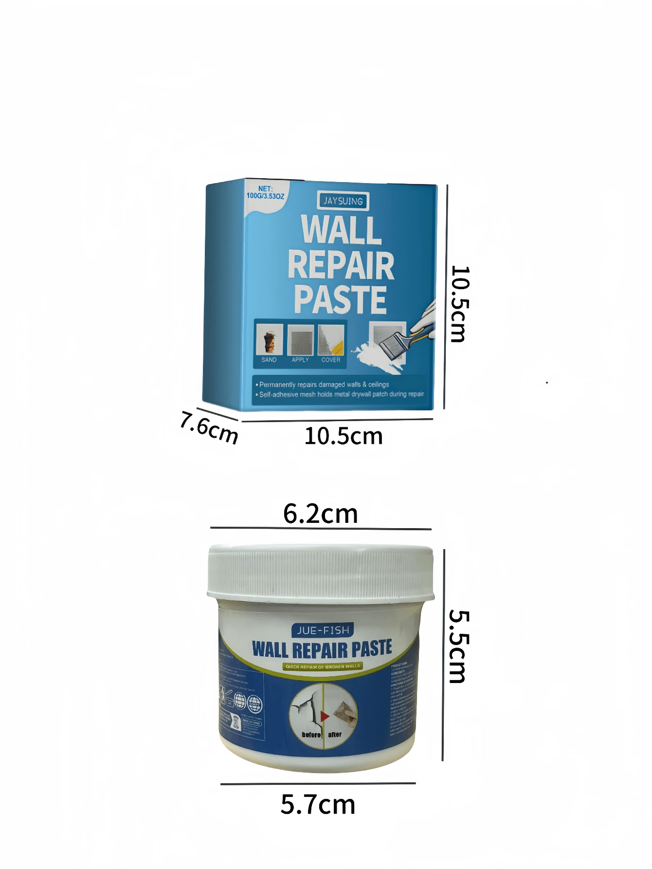 Set muurlekvul- en reparatiepasta voor het repareren van muren in huis ...