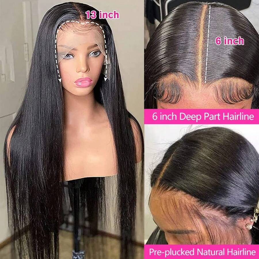 30 Inch 13x6 Lace Front Wigs Human Hair 200 Density Straight HD Lace Front Wigs Human Hair ...