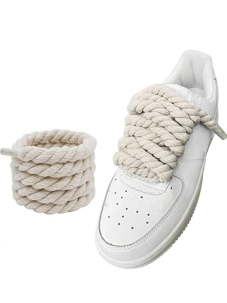 1pair Thick Rope Shoe Laces , 8mm Wide Round Chunky Shoelaces ...