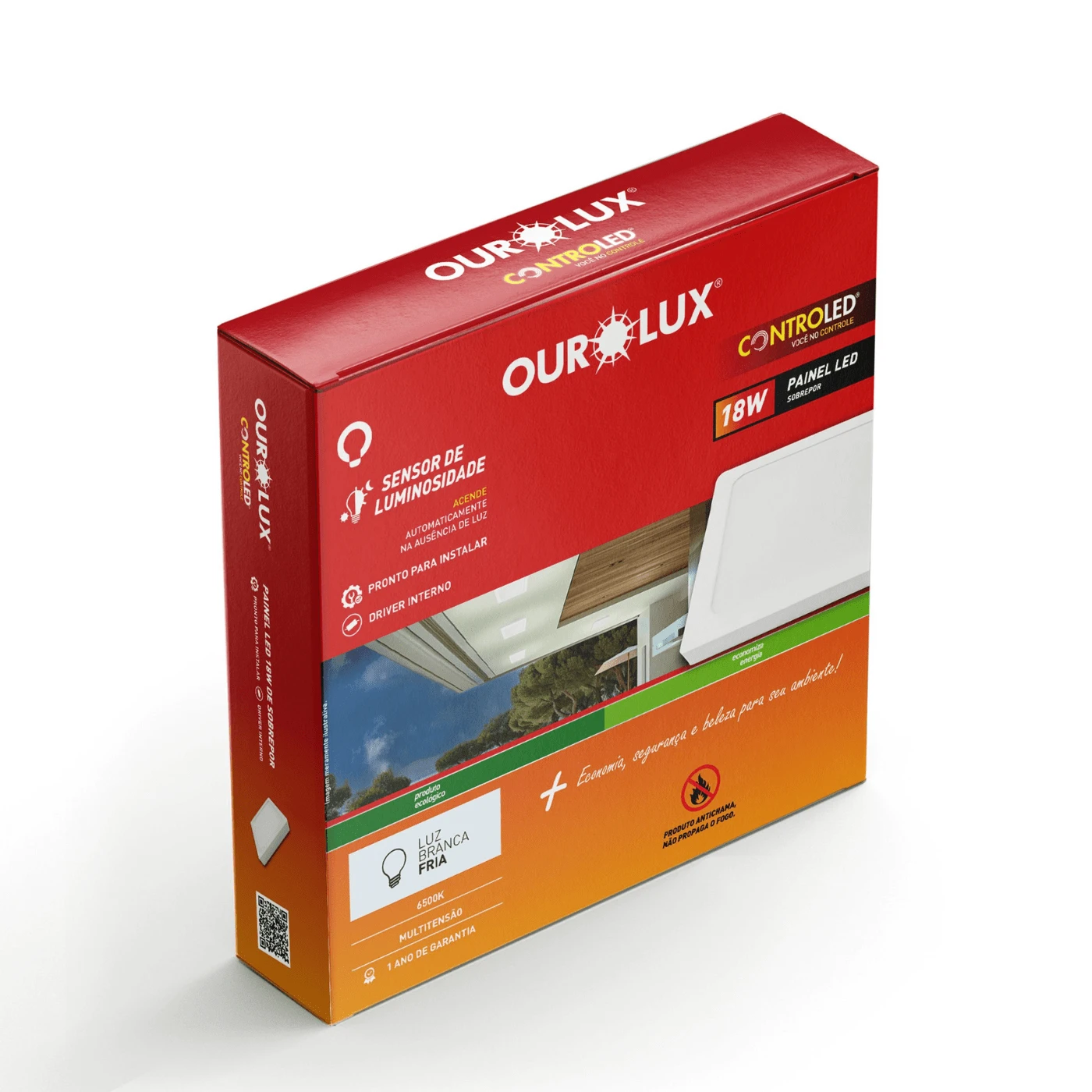 KIT 02 Panel Ceiling Light With LED Light Sensor 18W 6500K Overlay ...