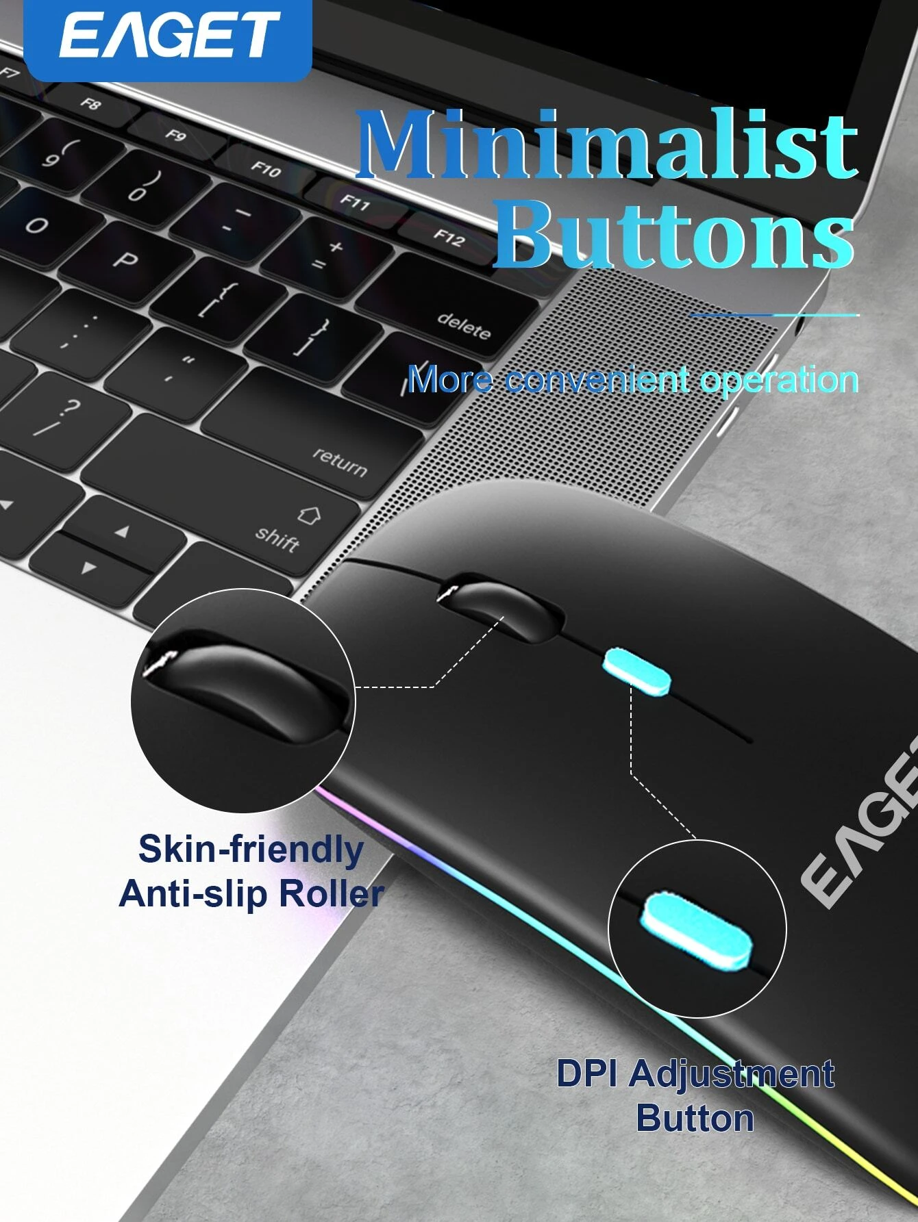 Portable Silent Wireless Mouse 2.4G Led Light Compatible With Laptop ...