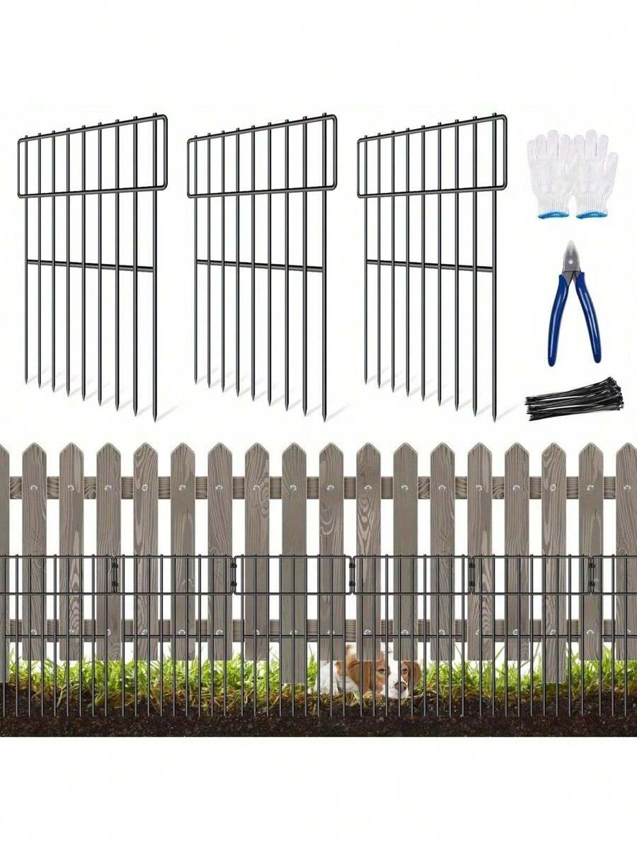 25 Pack Garden Fencing Animal Barrier, 27ft(L) X 17in(H) No Dig Fence ...