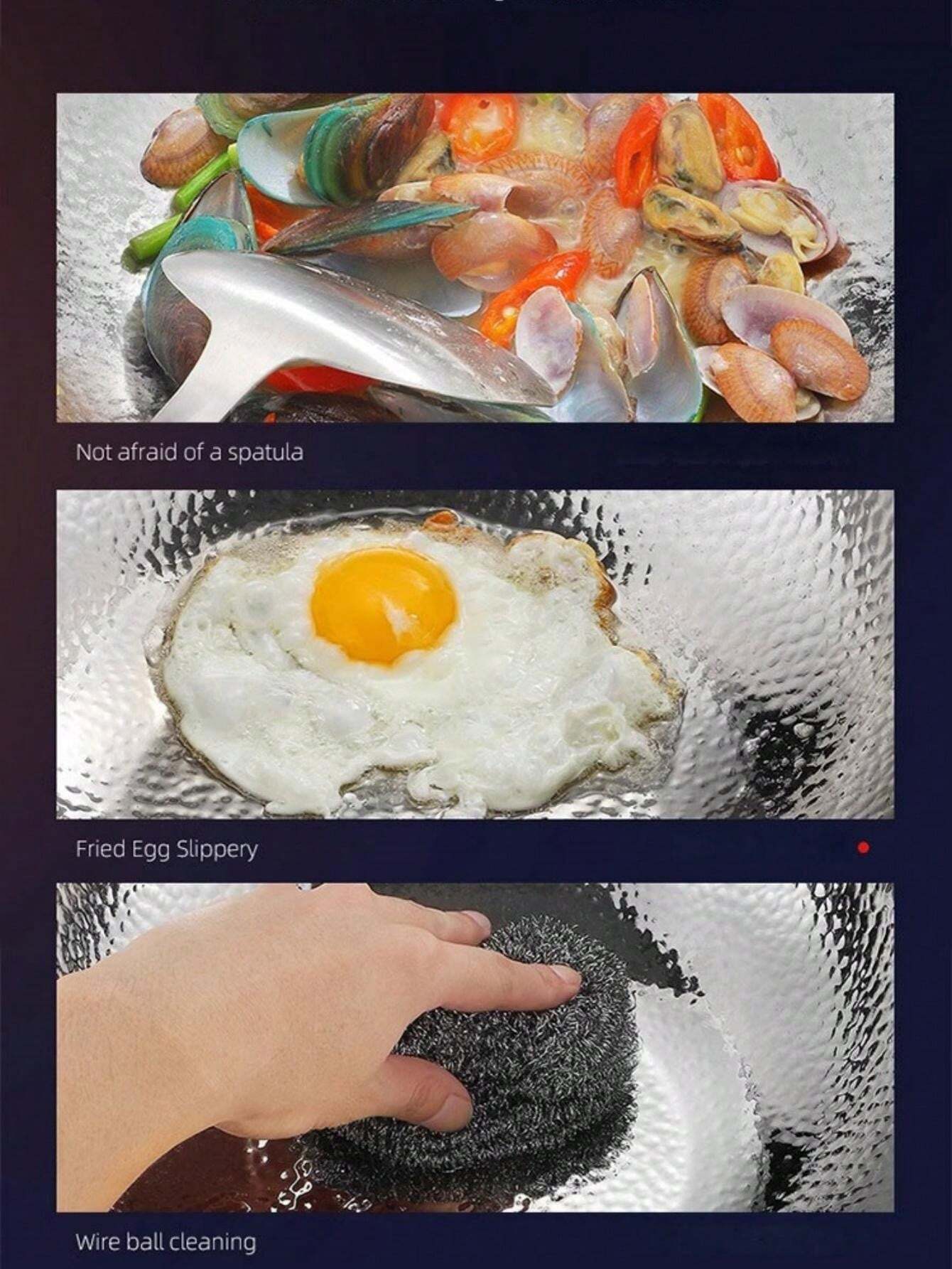 Pure Titanium Non-Stick Frying Pan, Hammer Imprint Wok, Suitable For ...