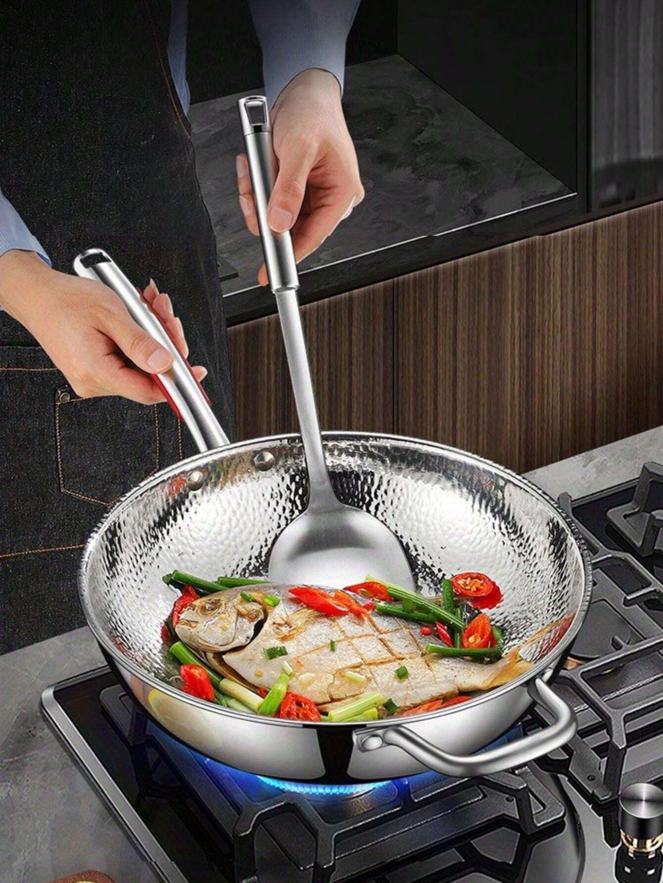 Pure Titanium Non-Stick Frying Pan, Hammer Imprint Wok, Suitable For ...