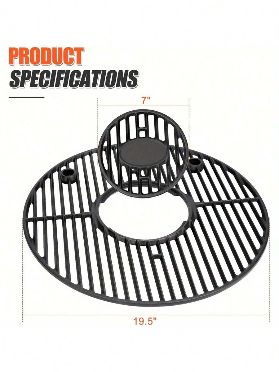 19.5" Cast Iron Round Grill Grate Grid For Akorn Kamado Ceramic Grill ...