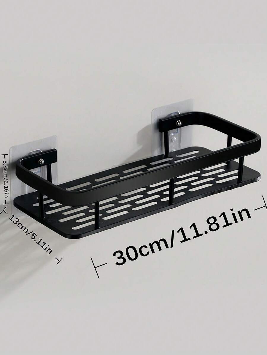 No-Drill Bathroom Shelf Organizer, Wall Mounted Plastic Storage Rack ...