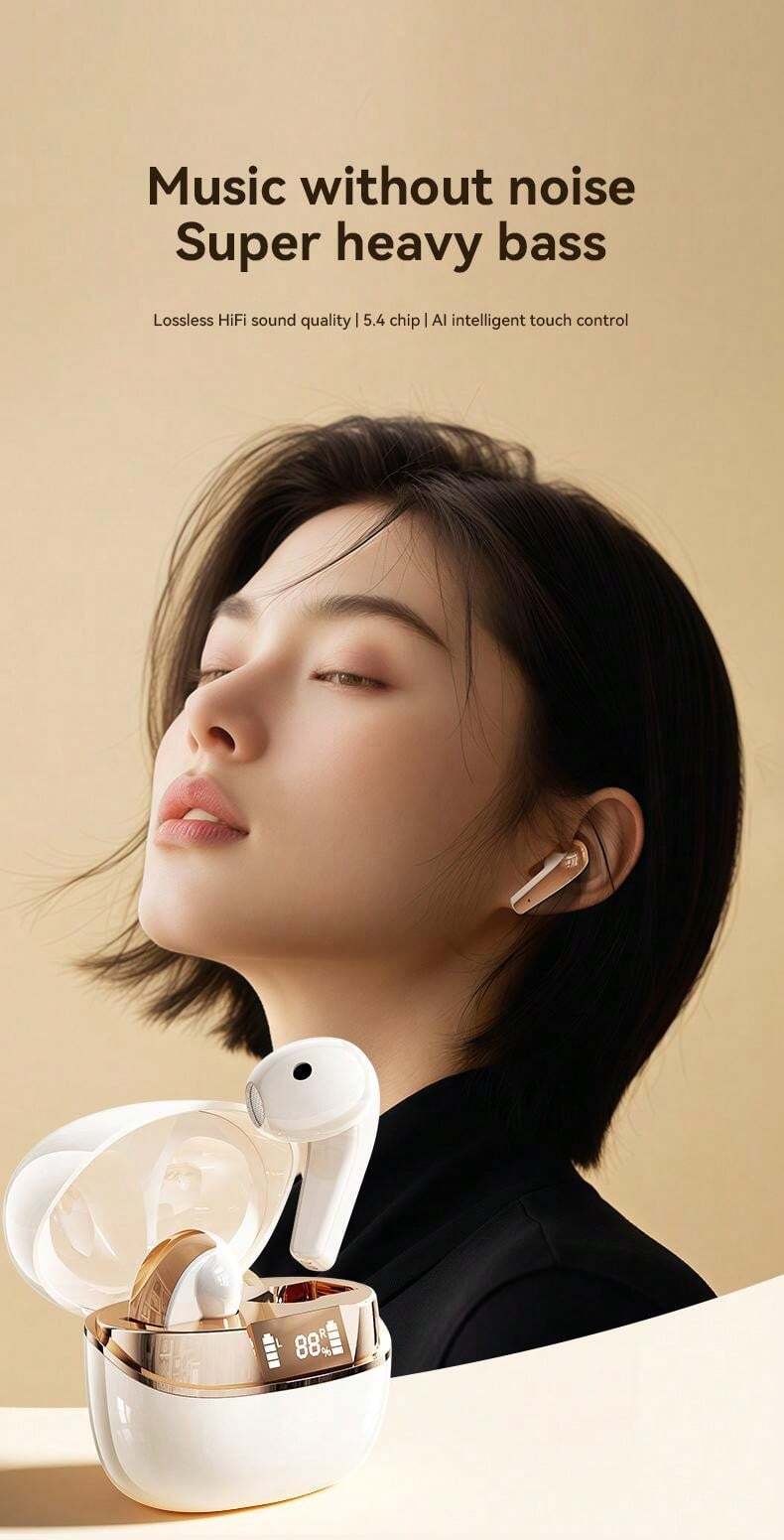 אוזניות אלחוטיות חדשות TWS HD מיקרופון HIFI אוזניות 13 מ"מ מנהל התקן ...