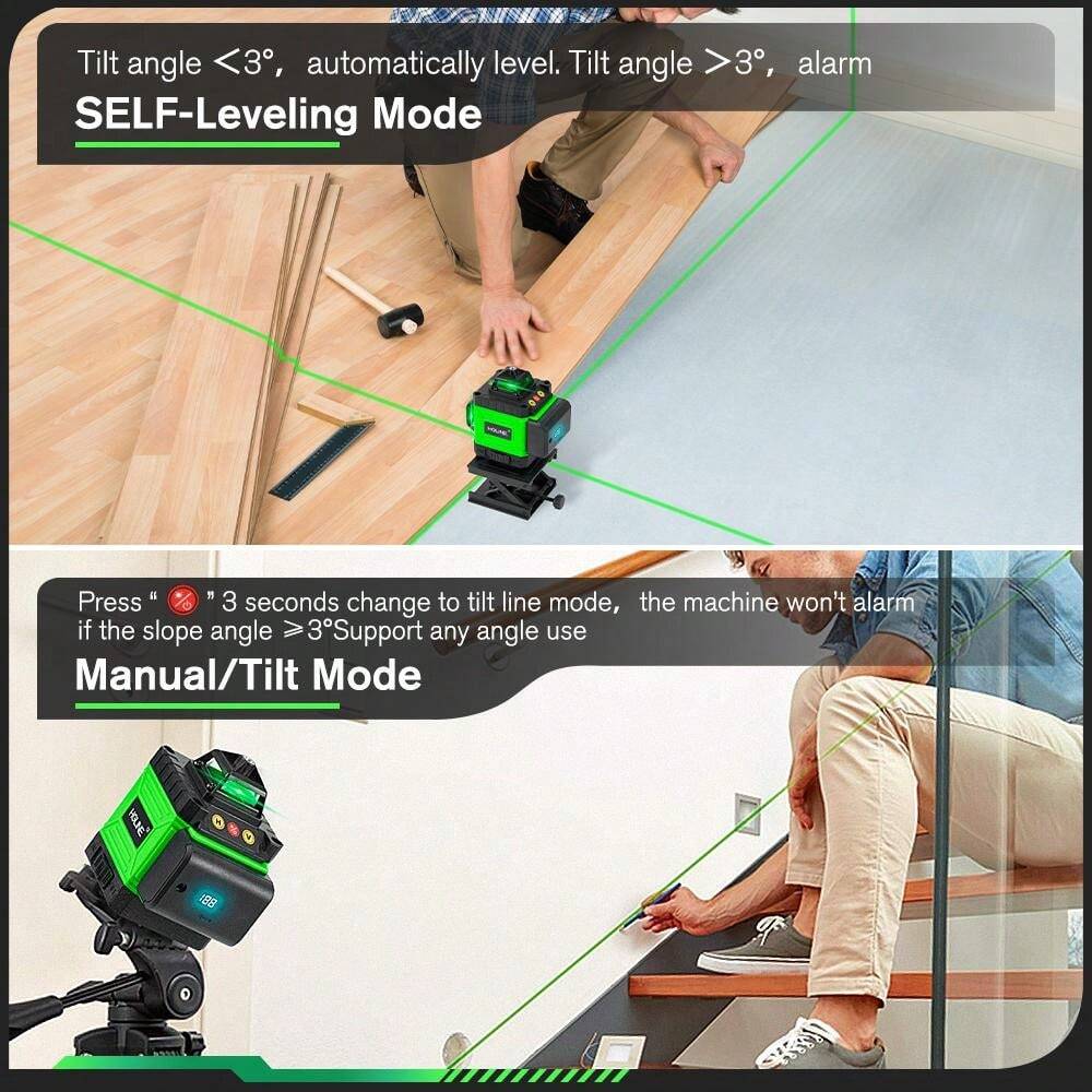 ONEVAN Niveles láser 4D de 16 líneas, herramienta de nivelación de medición autonivelante con ...