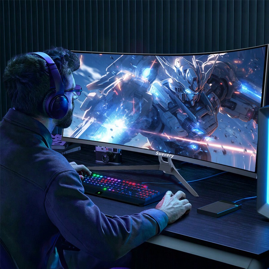 Suevery 34inch 4K 144Hz Monitor Bandfish Screen Curved 1500R Gaming ...