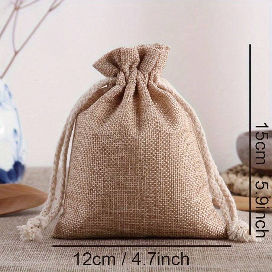 6/12/24pcs Reusable Eco-Friendly Drawstring Hemp Cloth Bags, Suitable ...