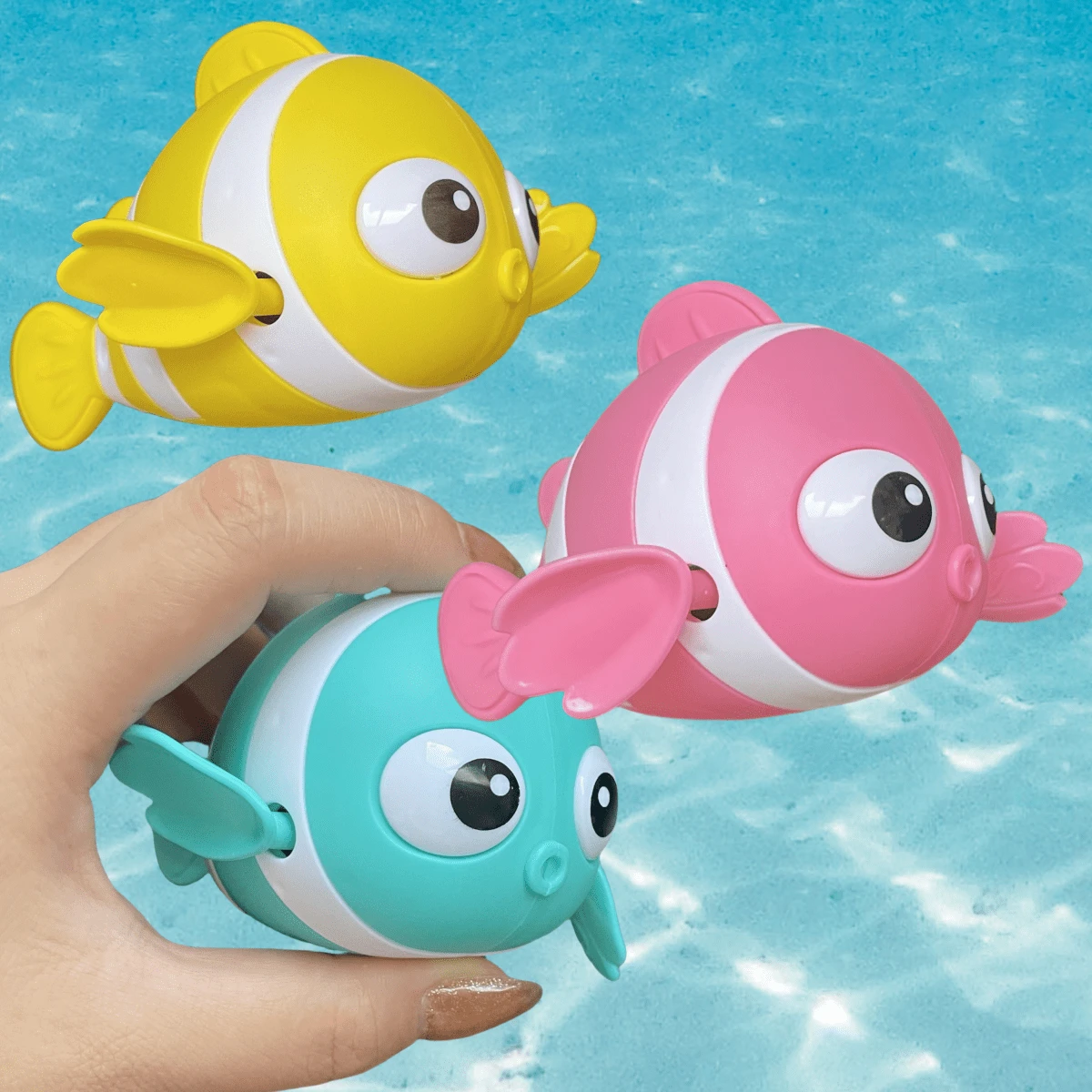 Bathroom Play Water Bath Swimming Toy Cute Clown Fish Shape Clockwork ...