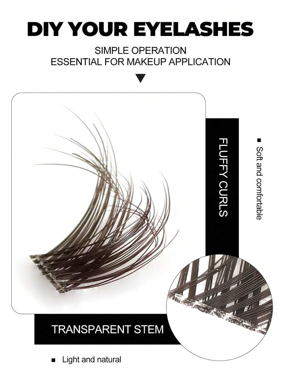 GROINNEYA 12 Rows 120 Clusters C Curl Colored Eyelashes Cluster Brown Lash Clusters Fluffy ...
