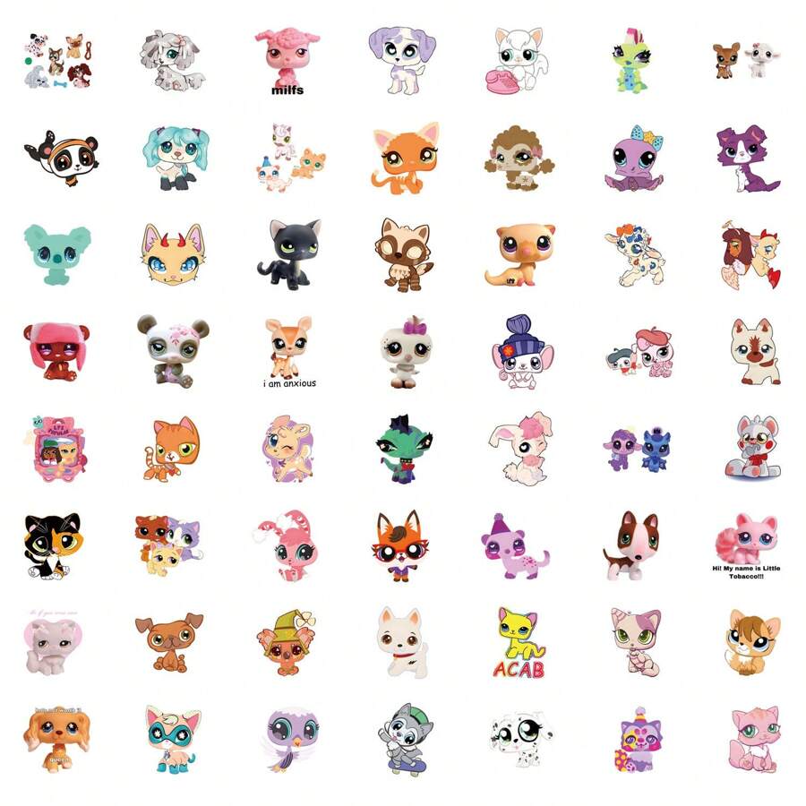 110Pcs Littlest Pet Shop Stickers Animal Stickers Cartoon Stickers ...