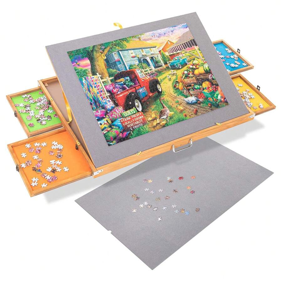 Puzzle Table 1500 Pieces Wooden Jigsaw Puzzle Table With Legs Height ...