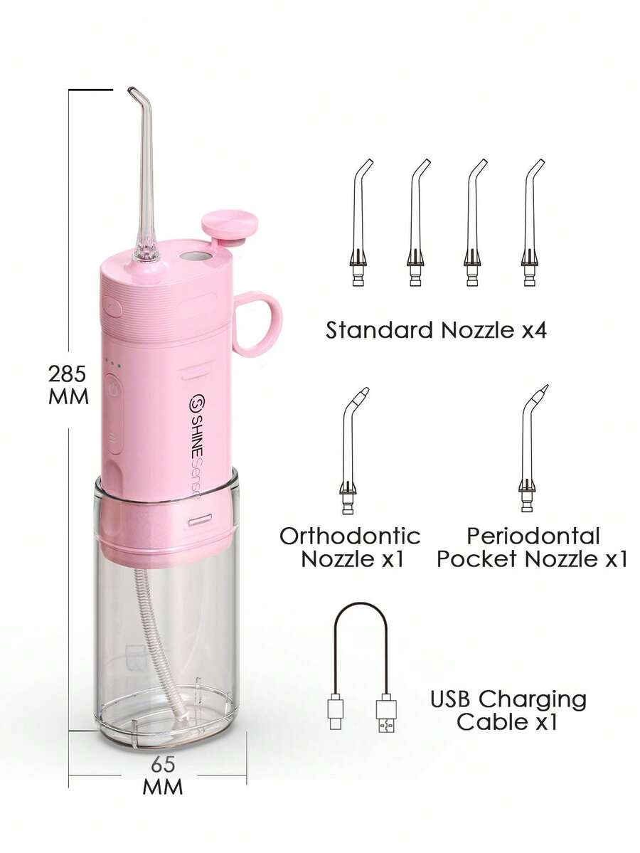 ShineSense Portal Water Dental Flosser For Teeth Cleaning, Rechargeable Oral Irrigator With 6 ...