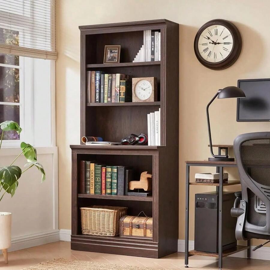 Multi-Depth Bookshelves And Bookcase Floor Standing 5 Tier Display ...