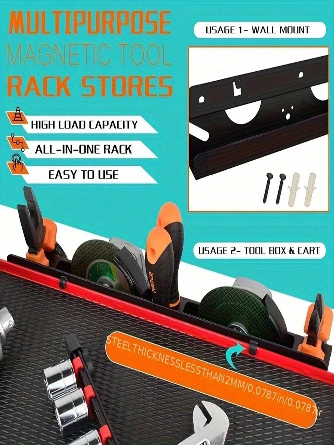 Metal Wall-Mounted Garage Tool Organizer Rack - For Storing Grinders ...