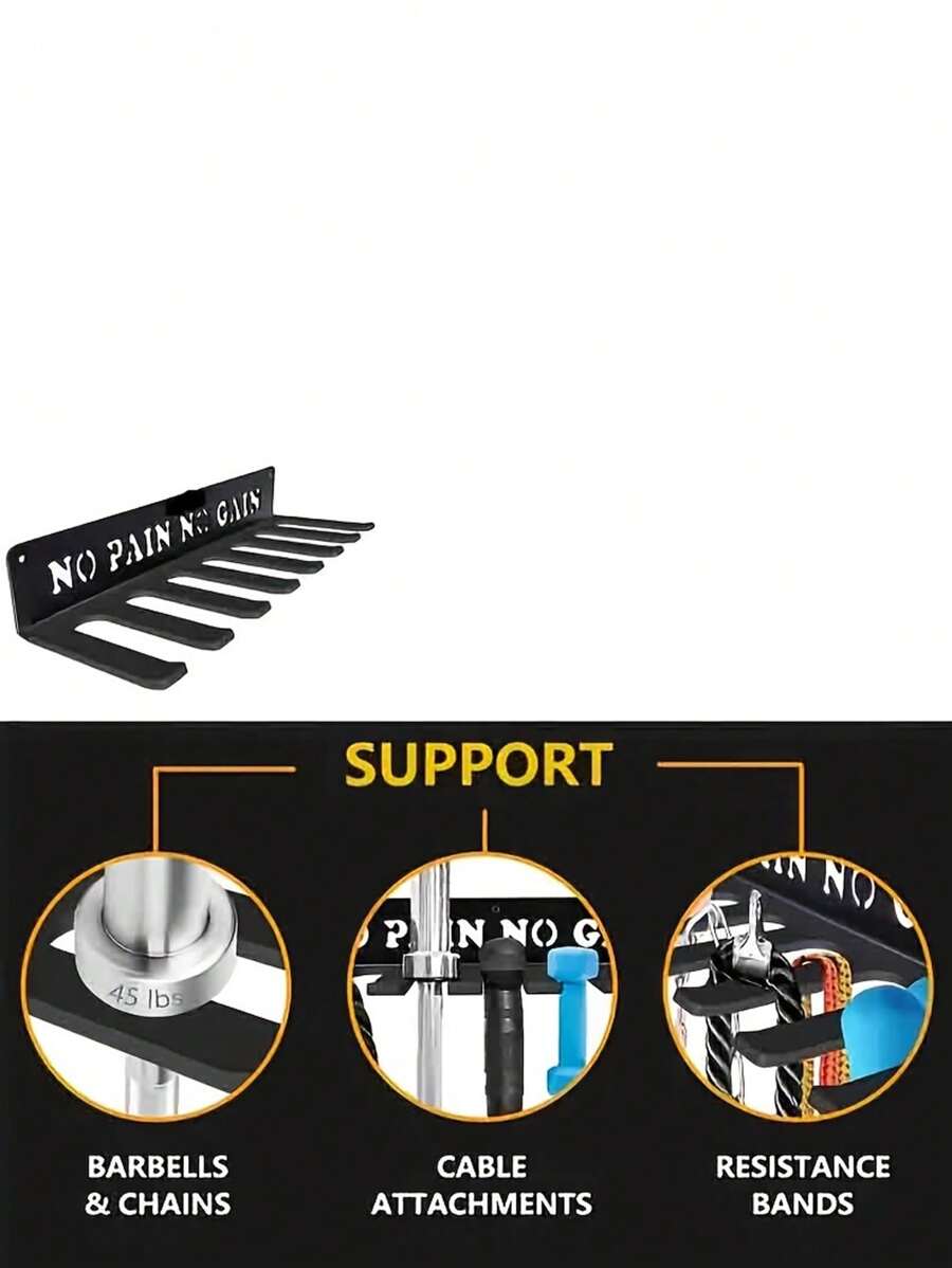 8-Hook Wall Mount Storage Rack For Resistance Bands, Jump Ropes, And ...