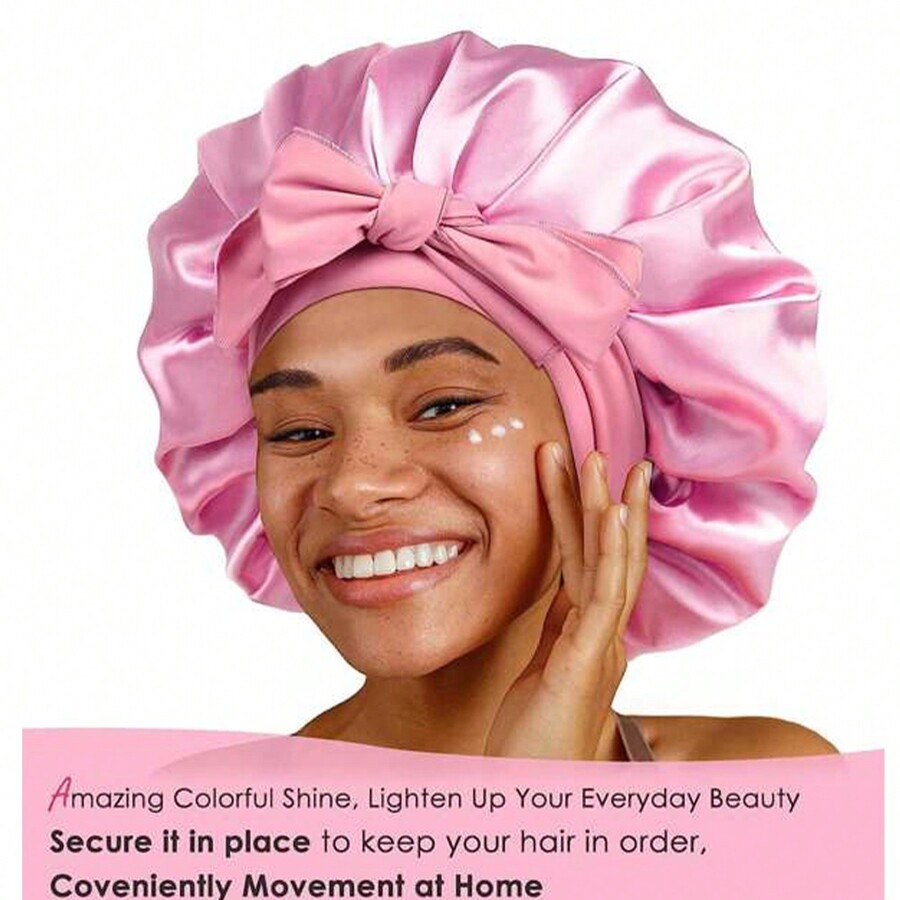 1/2/4/5Pcs Women's Bonnets Elastic Strap Style Silk Smooth Color Ding ...