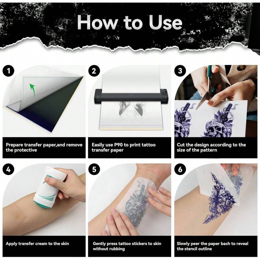 Tattoo Transfer Paper, 100pcs A4 Size, Heat Transfer Stencil Paper For ...