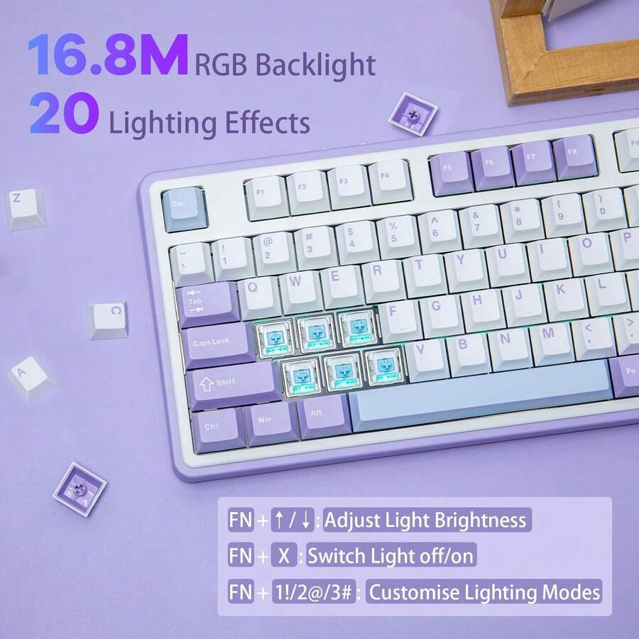 AJAZZ AK980 98% Mechanical Keyboard, BT5.0/USB-C/2.4GHz Wireless Gaming ...