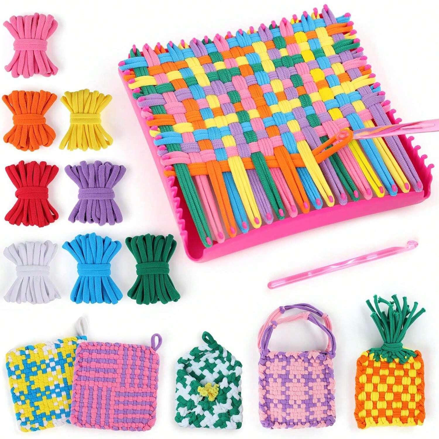 Weaving Loom Kit Toys For Kids Adults Easy Potholder Loom Knitting ...