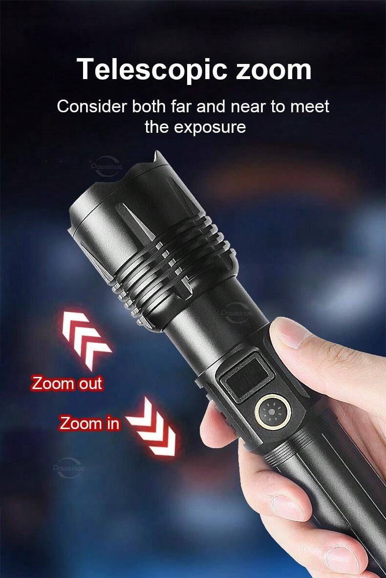 New Most Powerful Led Flashlight Super Bright Long Shot Rechargeable ...