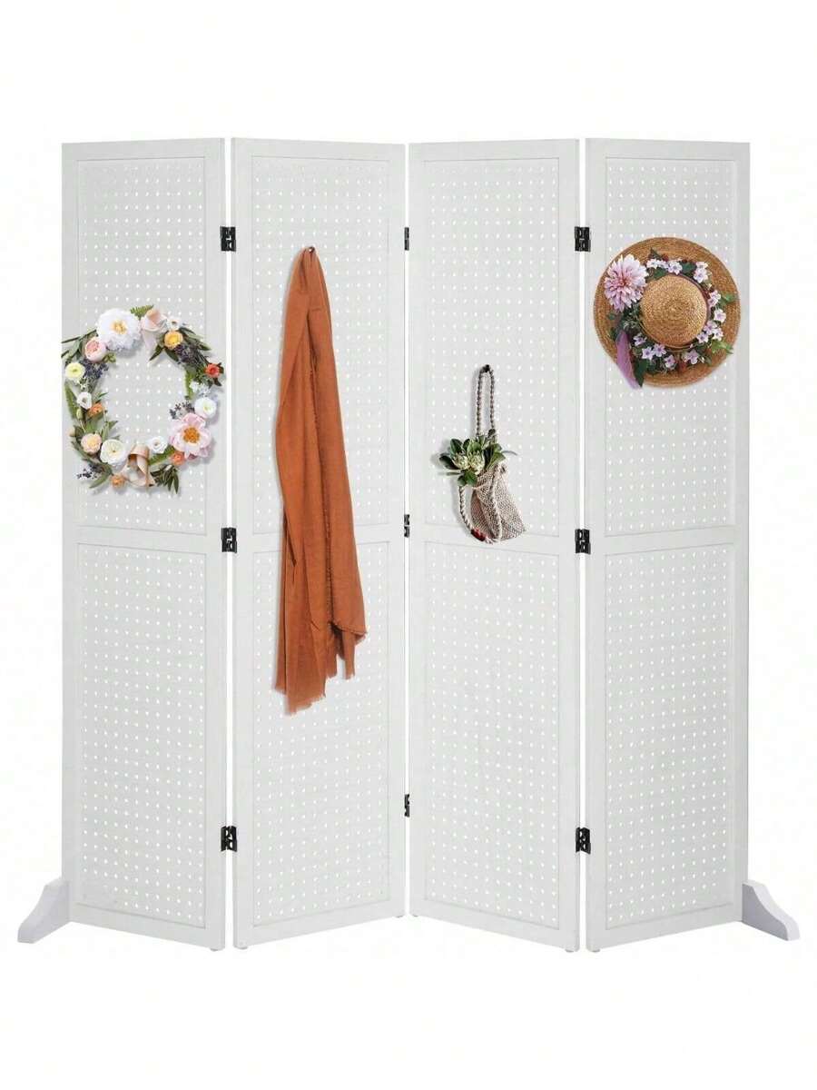 4 Panel Pegboard Freestanding, 5 FT Portable Display Board Organizer ...