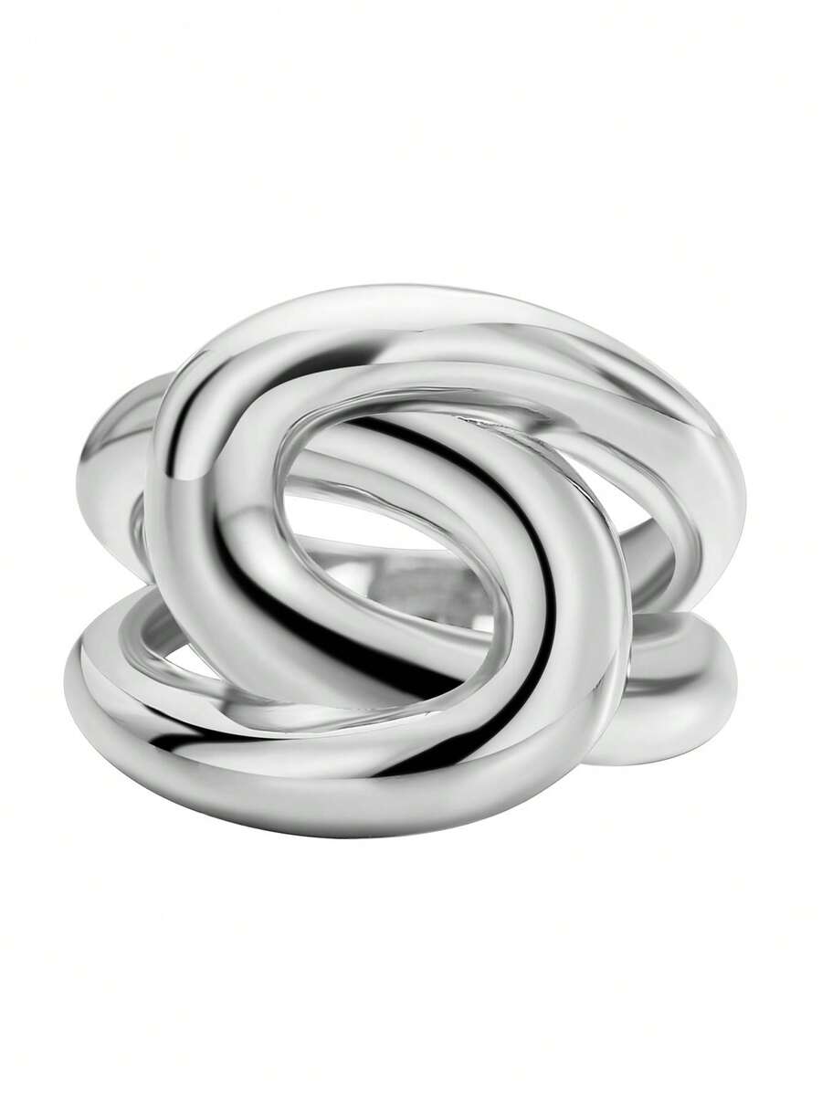 Chunky Rings Brass Plated Sliver Overlapping Rings For Women ...