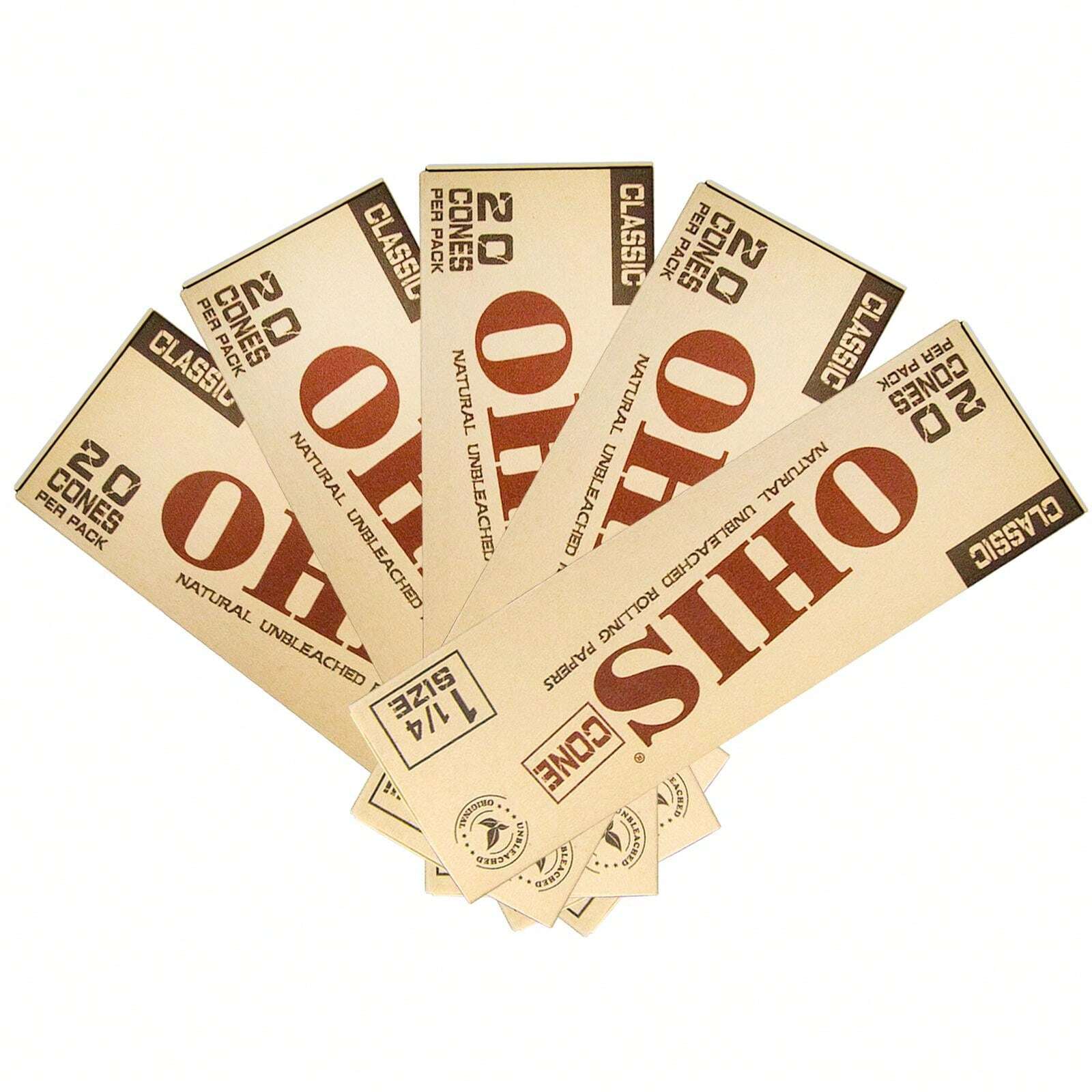 OHIS Una caja de papeles de cigarrillo en forma de cono de OHIS, rollos ...