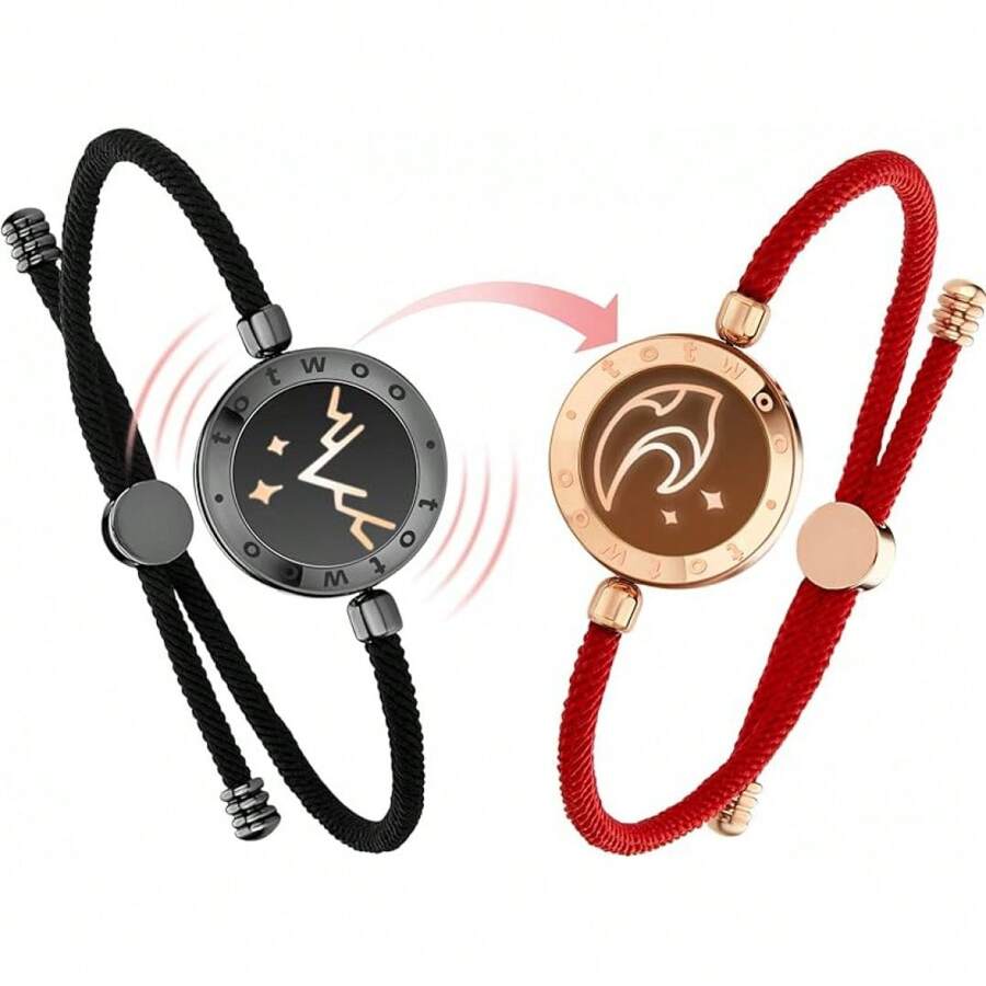 TOTWOO Long Distance Touch Bracelets For Couples, Vibration & Light Up ...