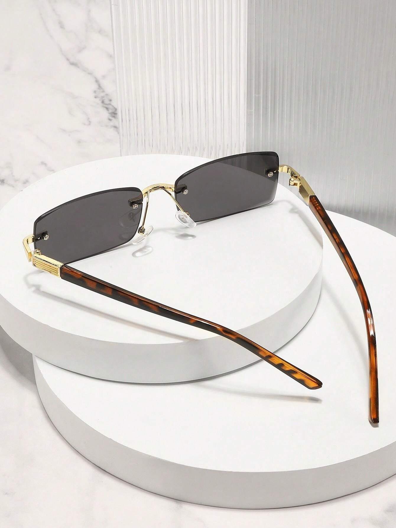 Glazzy 1 ชิ้น แว่นตาแฟชั่นผู้หญิงทรงสี่เหลี่ยมแบบไม่มีกรอบขอบวินเทจลาย ...