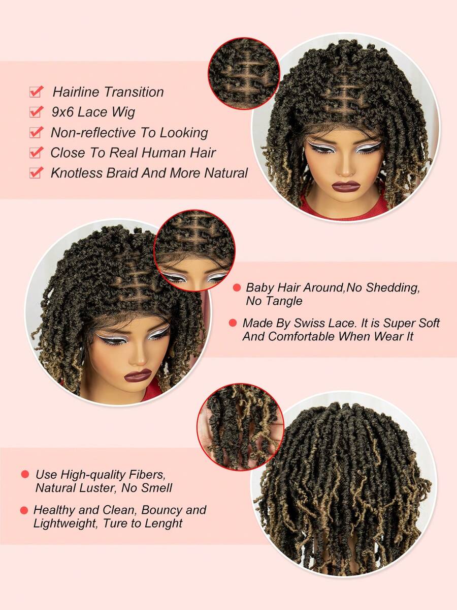 Short Bob Dreadlocks Square Knotless Braided Wigs Locs Crochet Natural ...