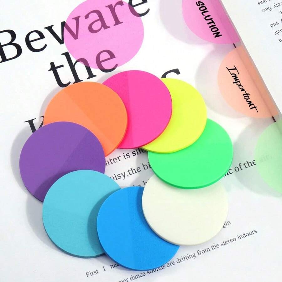 16 Pieces 16 Colors 20 Pages Each Round Clear Sticky Notes For Writing ...