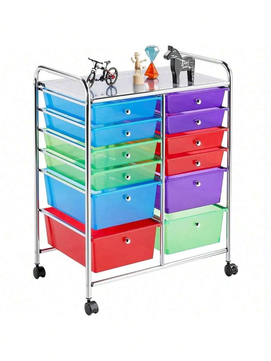 15 Drawers Rolling Storage Cart Multipurpose Mobile Rolling Utility ...