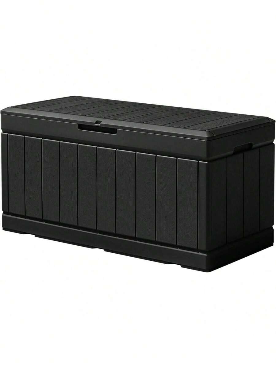Outdoor Storage Box 85 Gallon Resin Waterproof Deck Box With Wood ...