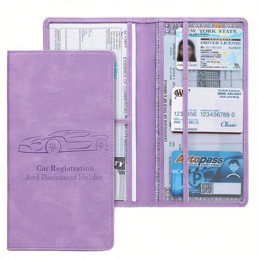 PU Leather Car Registration And Document Holder - Vehicle Glove Box ...