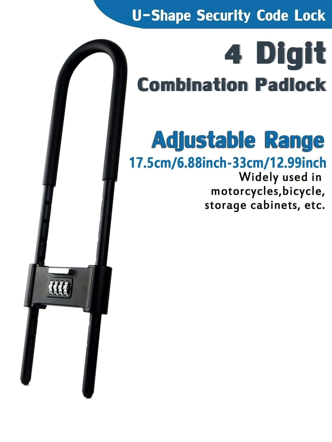 4-Pack Combination Padlock, Heavy Duty Anti-Theft Adjustable U-Lock ...