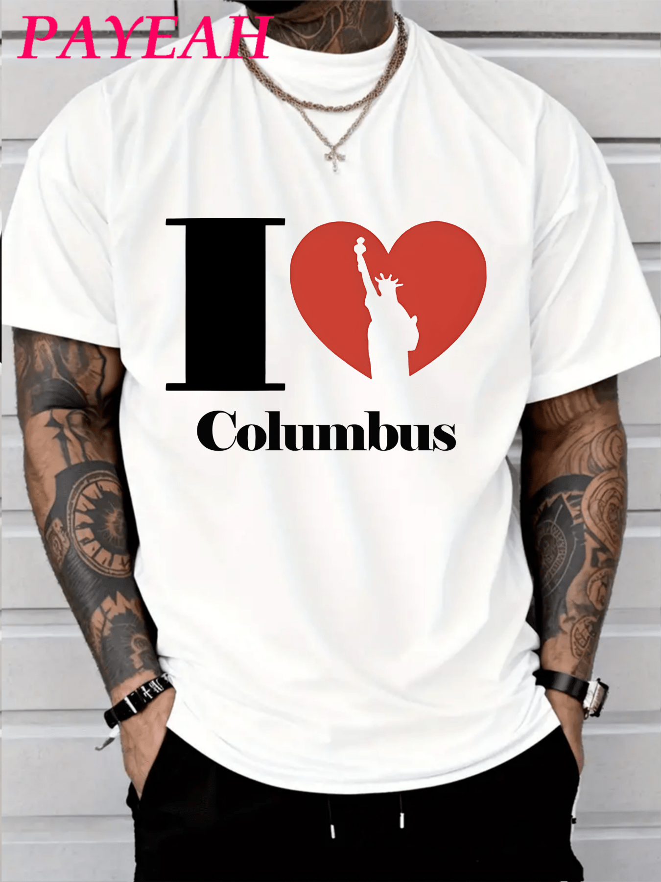 PAYEAH I Love COLUMBUS City Statue Of Liberty America Souvenirs T ...