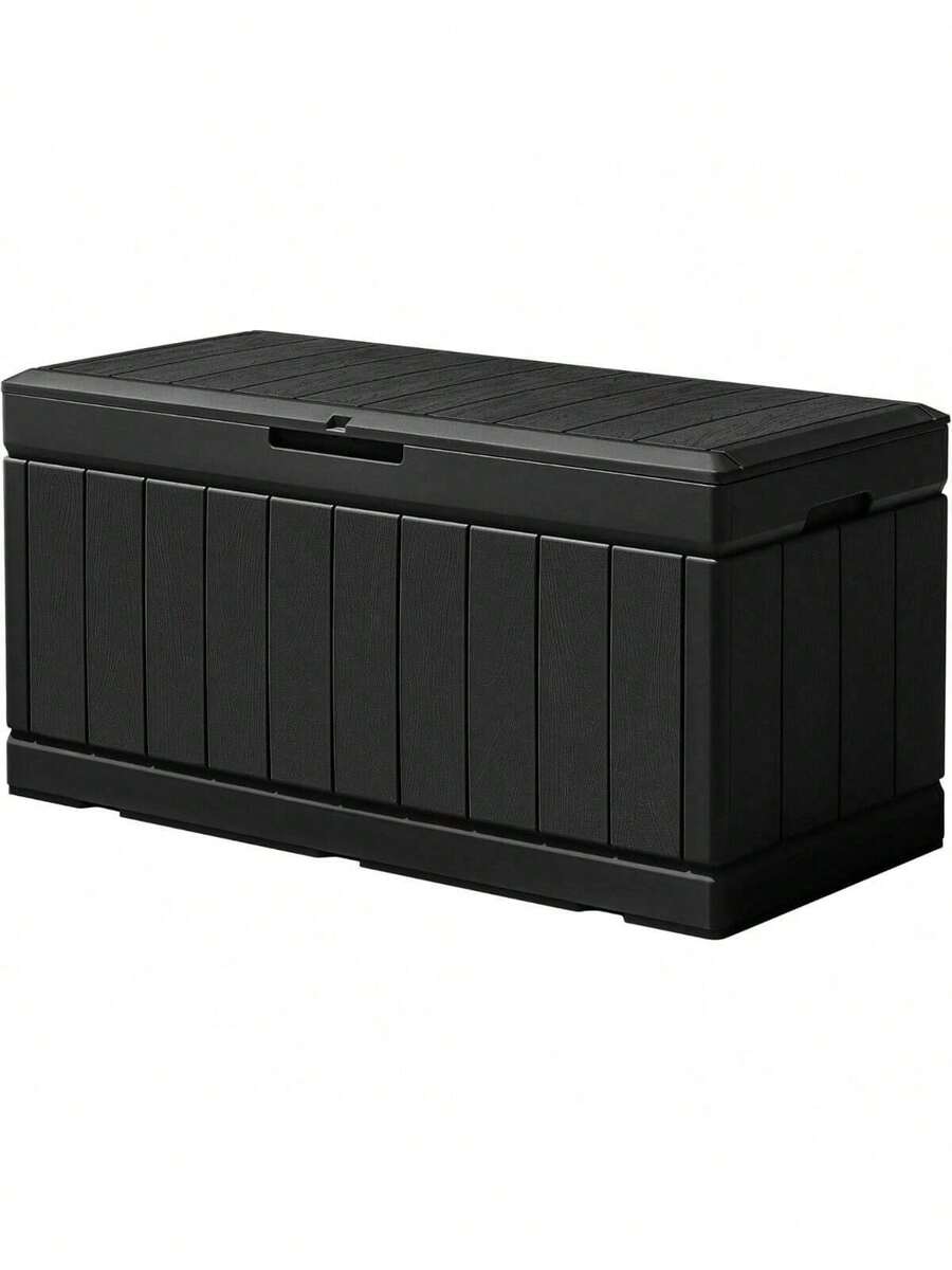 Outdoor Storage Box 85 Gallon Resin Waterproof Deck Box With Wood ...