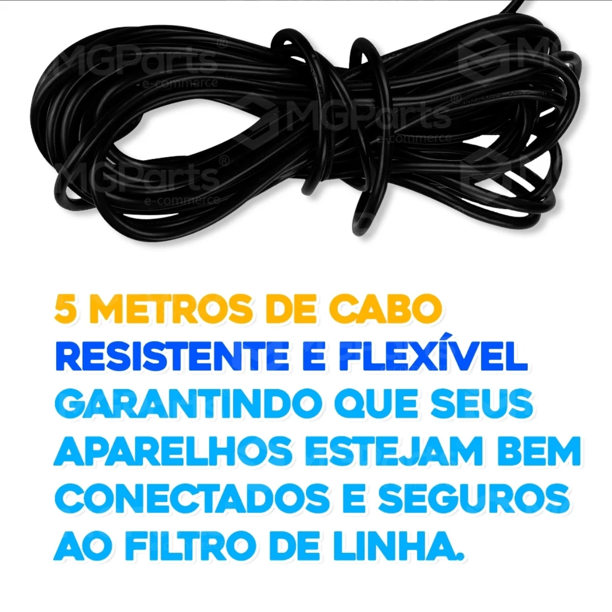 5-Socket Extension 5 Meters Thick Reinforced Cable Three-Pole Bivolt ...